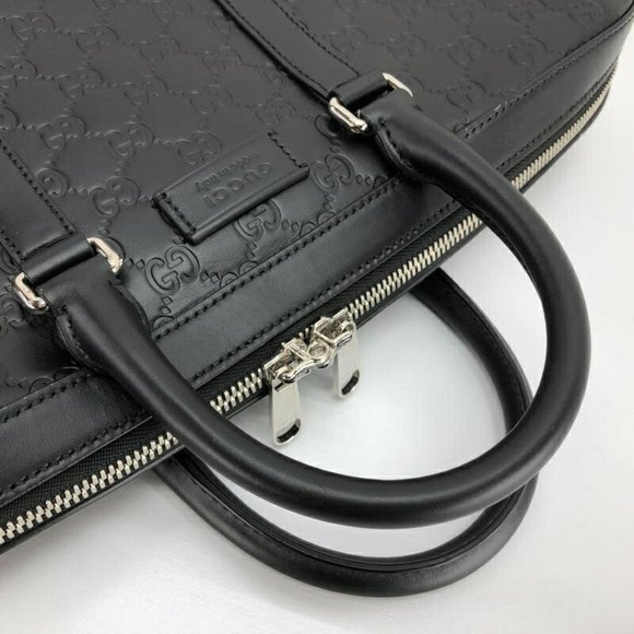 Gucci | Bags | Gucci Sima Black Silver Metal Fittings Business Bag 4284 ...